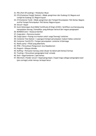 ISTILAH ISTILAH IMPORT BARANG JIKA MENGGUNAKAN JASA FORWARDER | PDF