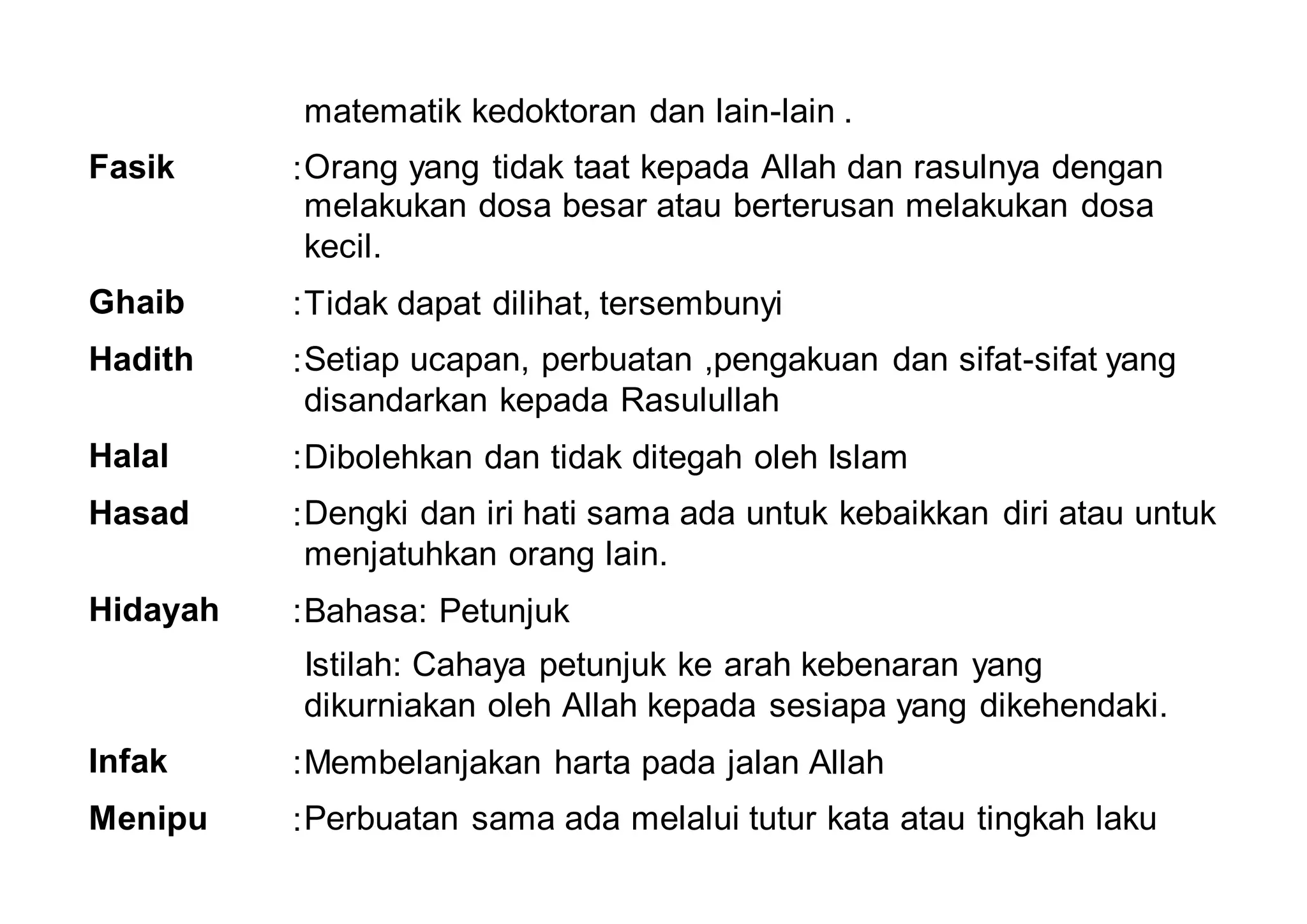Istilah pendidikan islam spm | DOCX