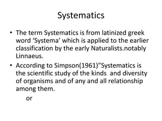 principles of systematic zoology | PPTX