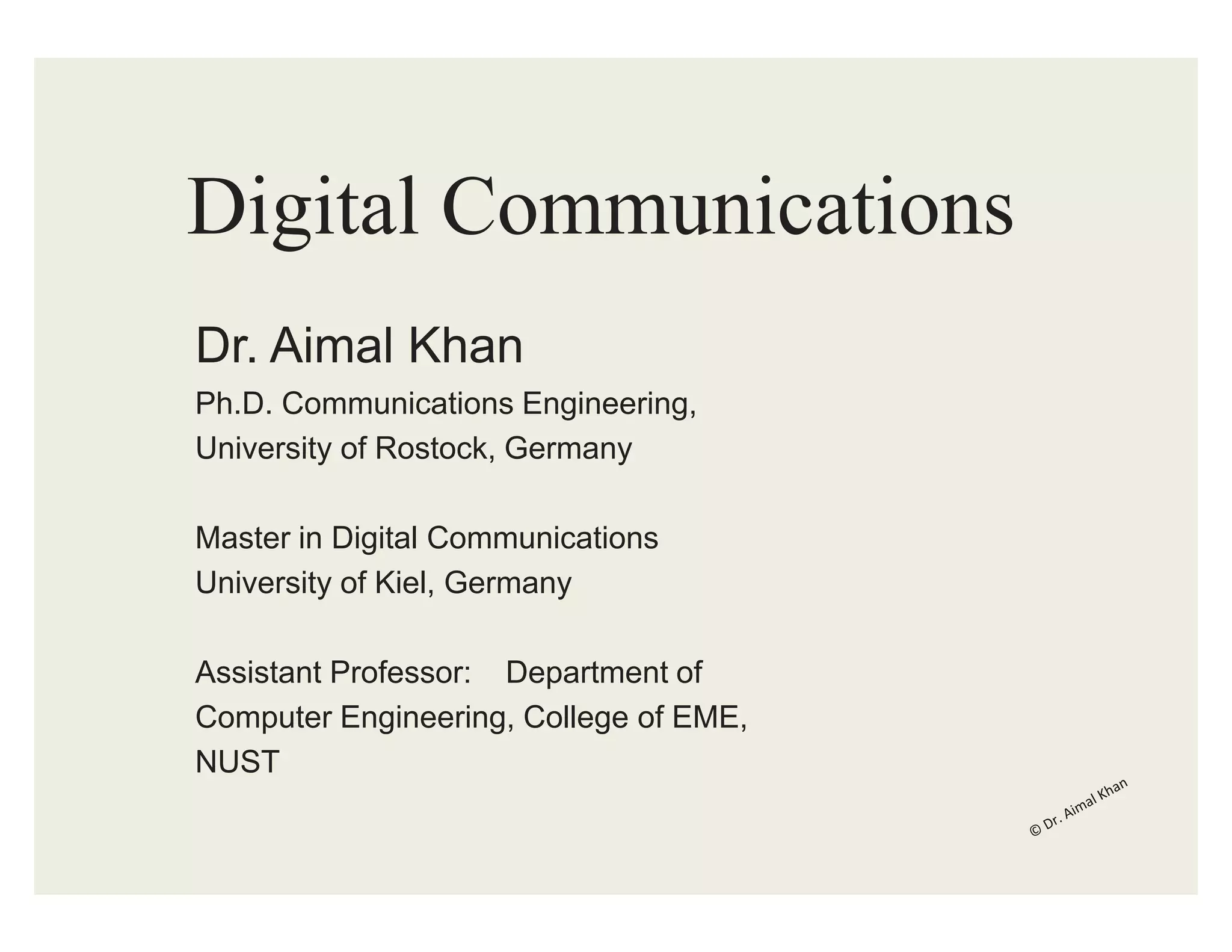 Digital Communications Lecture 1 | PDF