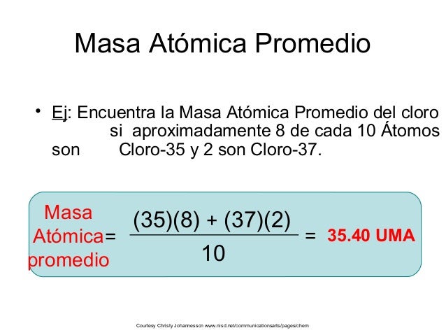 Como Se Calcula La Masa Atomica Promedio De Un Elemento - BEST GAMES ...
