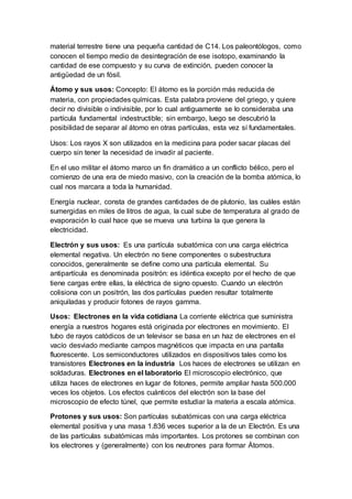 Isótopos radioactivos y sus usos | DOCX