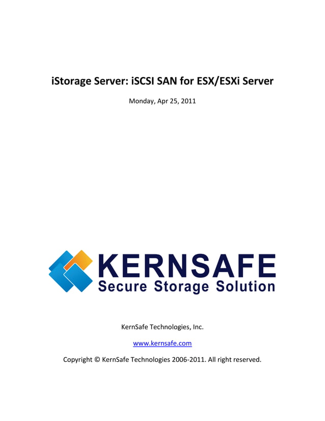 iStorage Server: iSCSI SAN for ESX/ESXi Server | PDF