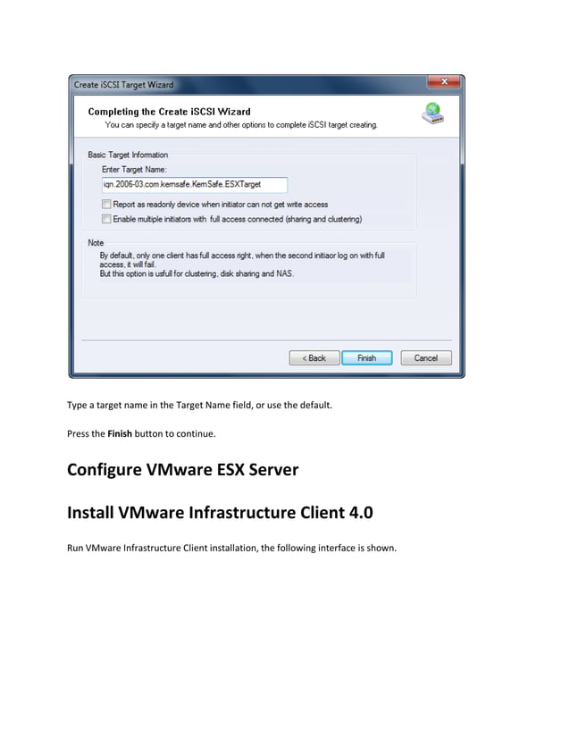 iStorage Server: iSCSI SAN for ESX/ESXi Server | PDF