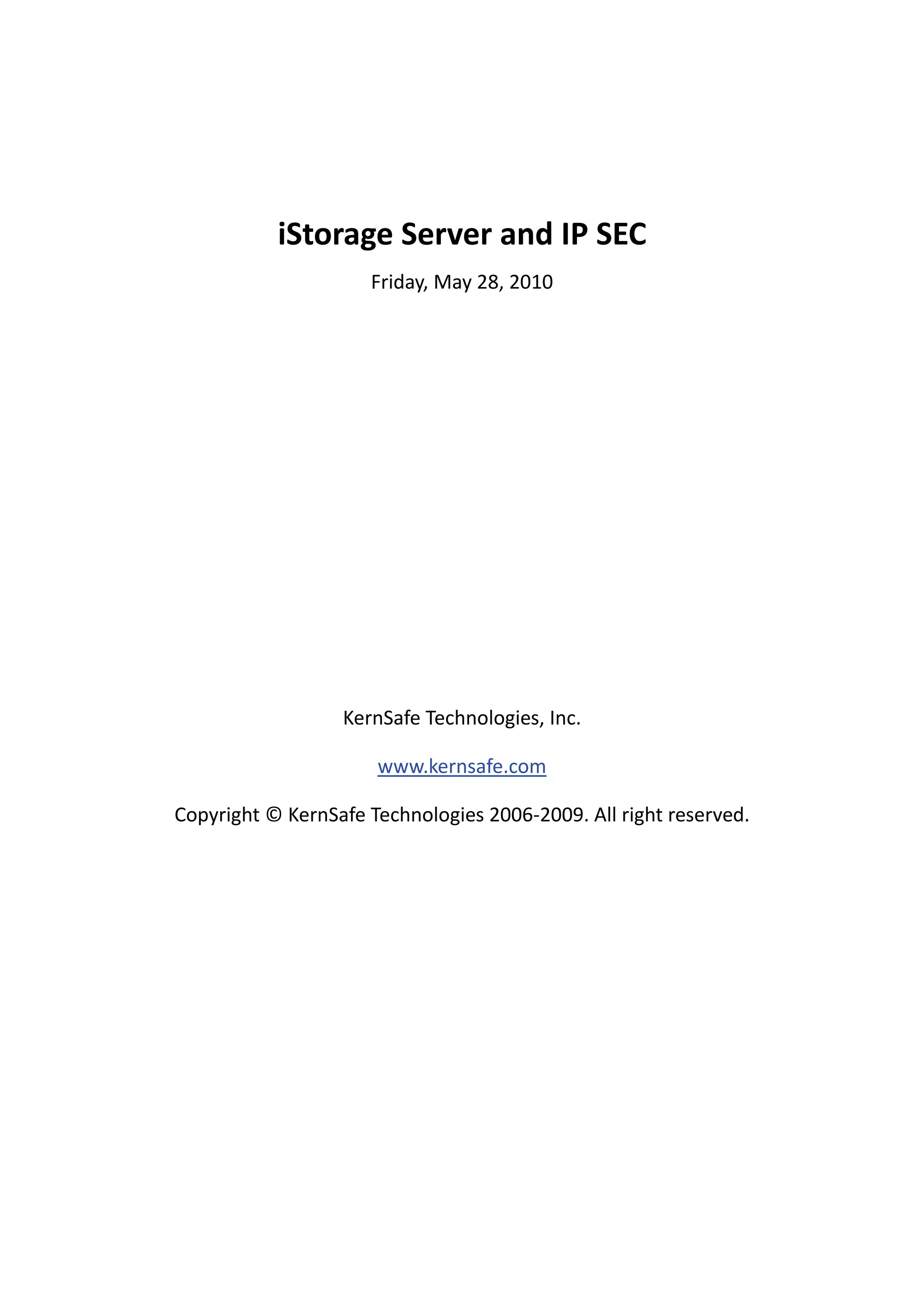 iStorage Server and IP SEC | PDF | Computer Networking | Computing