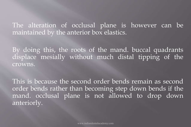 1ST, 2ND AND 3RD ORDER BENDS IN STANDARD EDGEWISE APPLIANCE SYSTEM ...