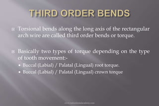 1ST, 2ND AND 3RD ORDER BENDS IN STANDARD EDGEWISE APPLIANCE SYSTEM ...