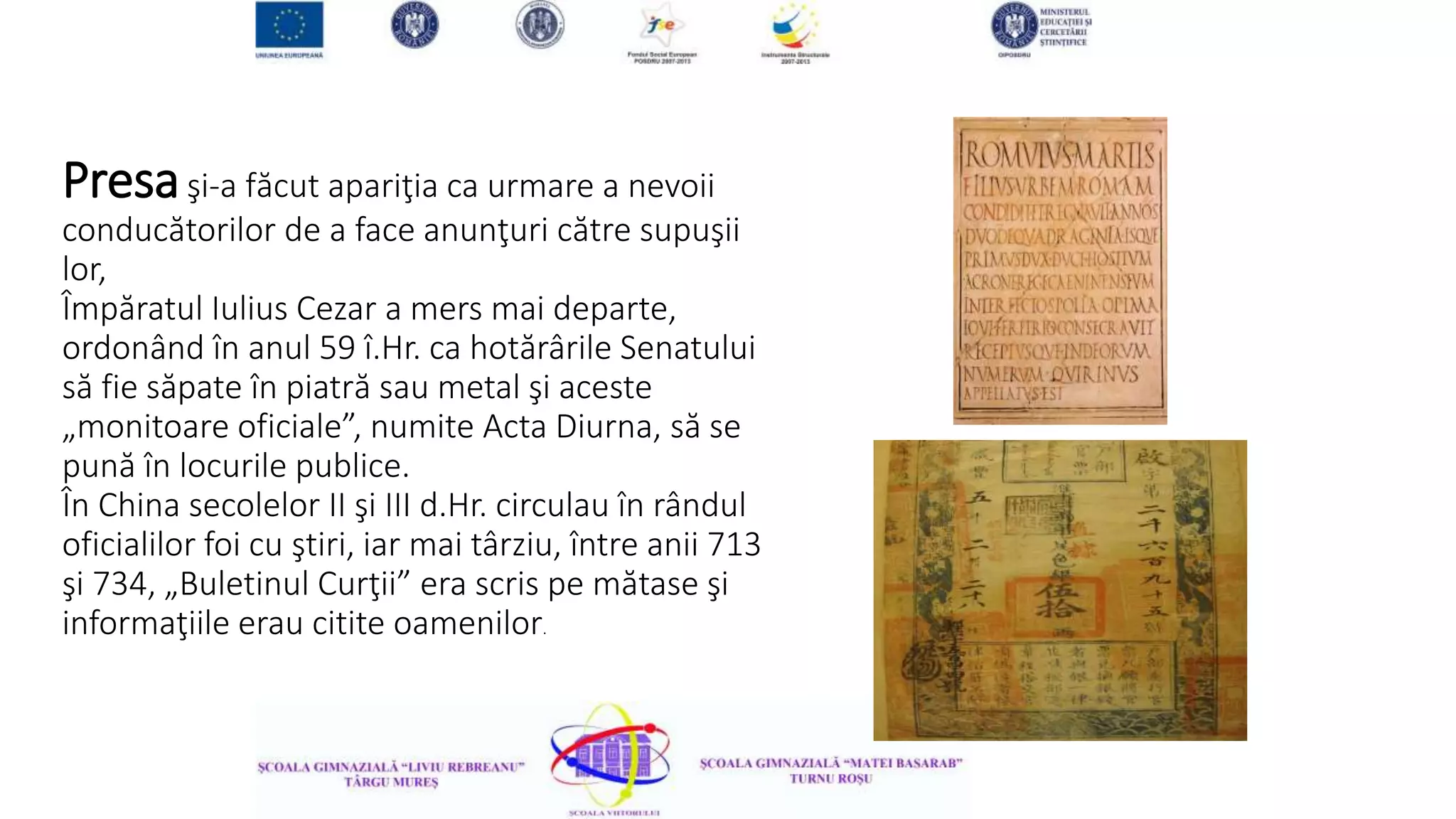 Istoria presei (ziare,reviste, carti) | PPTX