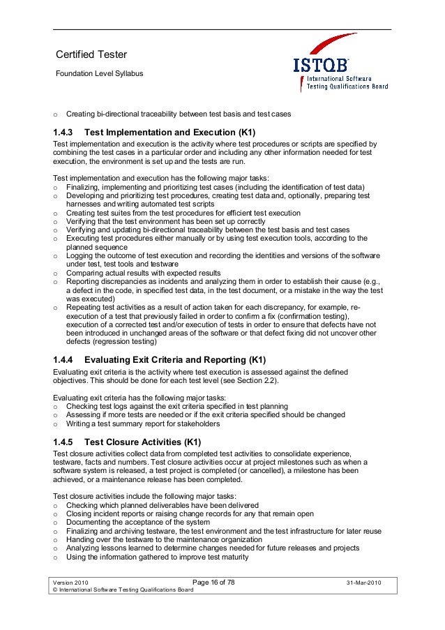 Istqb foundation level syllabus 2010 Istqb foundation level syllabus 2010