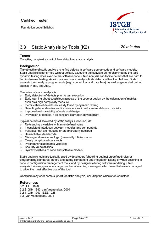 Istqb foundation level syllabus 2010 Istqb foundation level syllabus 2010