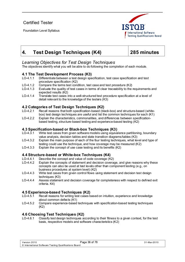Istqb foundation level syllabus 2010 Istqb foundation level syllabus 2010