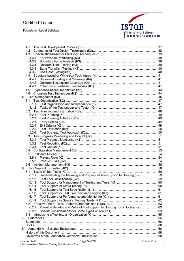 Istqb foundation level syllabus 2010 Istqb foundation level syllabus 2010