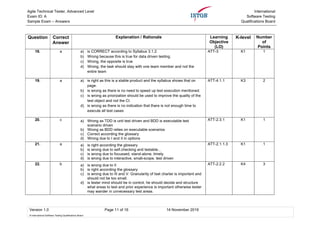ISTQB Agile Technical Tester Answers for Sample Question Paper | PDF