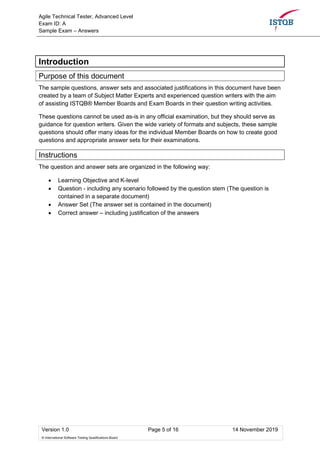 ISTQB Agile Technical Tester Answers for Sample Question Paper | PDF