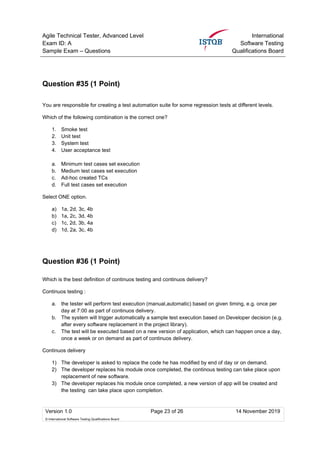 ISTQB Agile Technical Tester Sample Question Paper | PDF