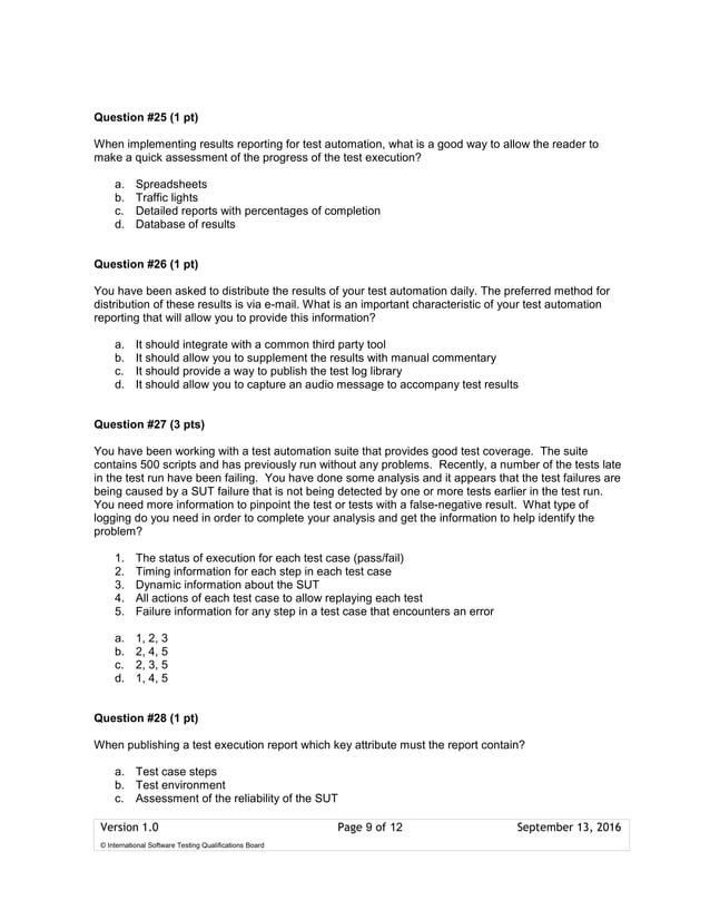 Istqb Test Automation Engineer Sample Question Paper 1898