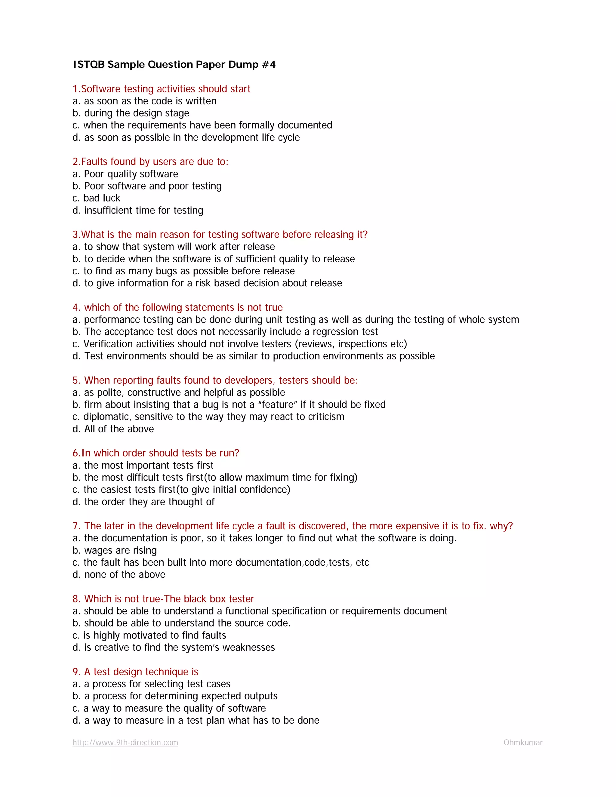 Istqb question-paper-dump-4 | PDF