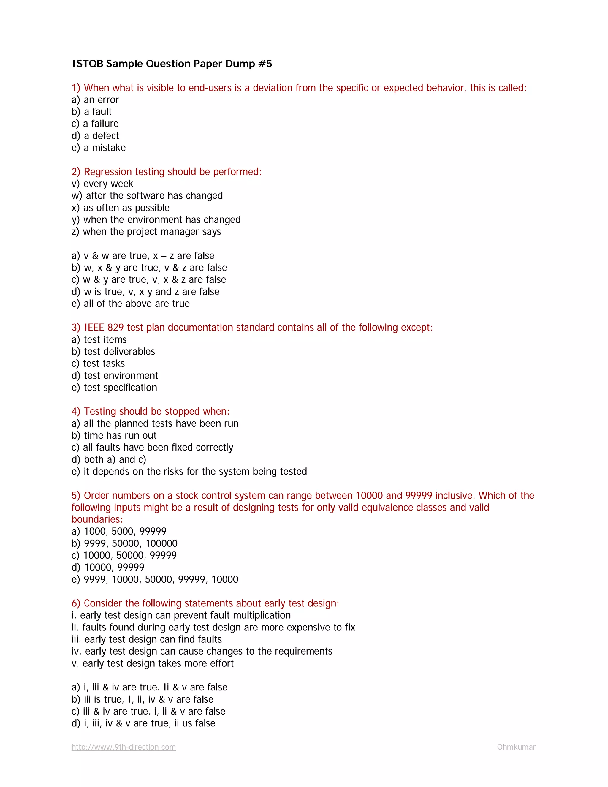 Istqb question-paper-dump-5 | PDF