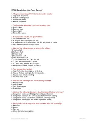 Istqb question-paper-dump-9 | PDF | Computing | Technology & Computing