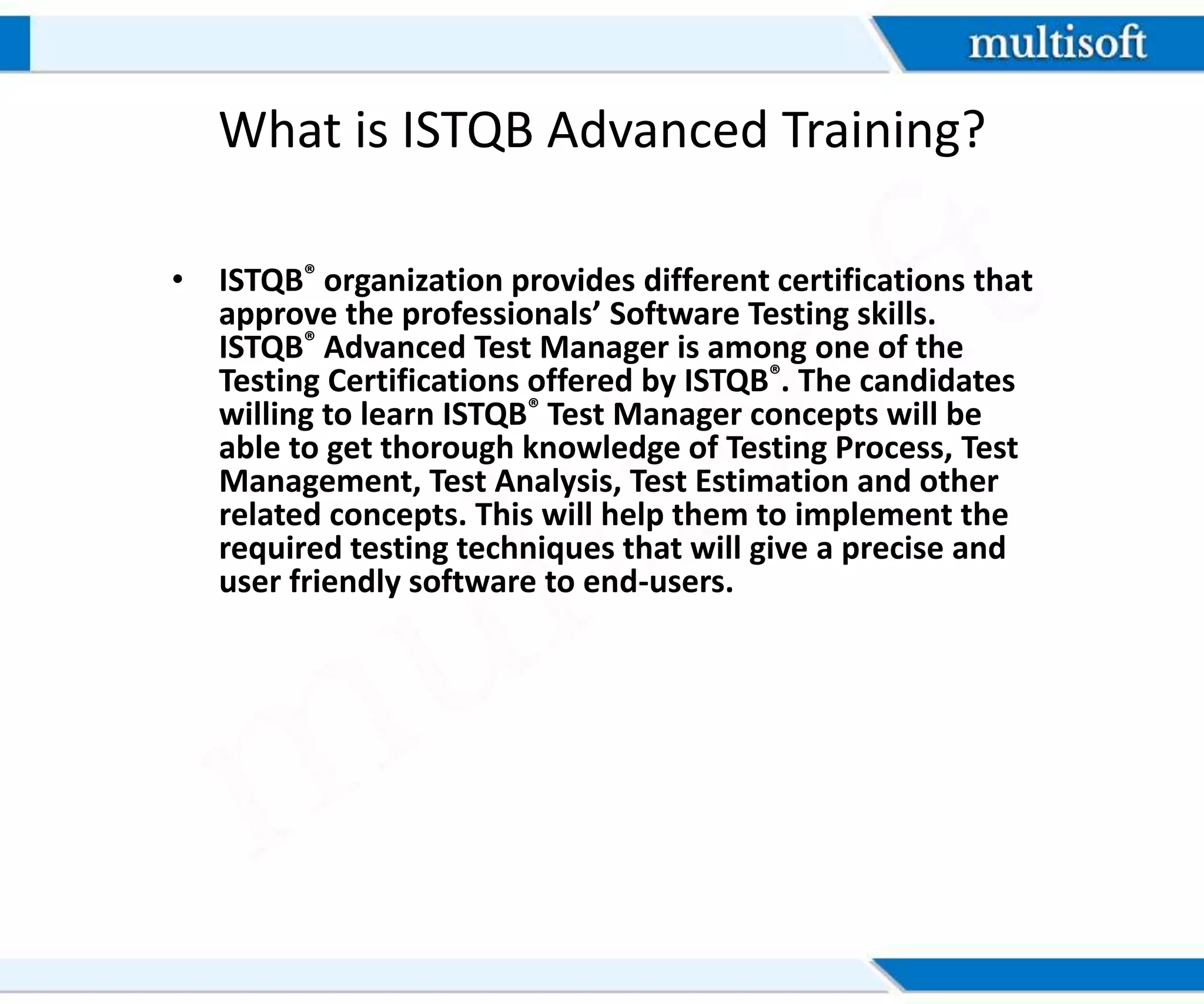 ISTQB Advanced Training | PPTX