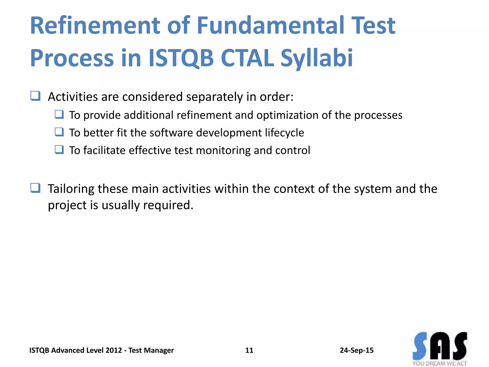 ISTQB Advanced Test Manager Training 2012 - Testing Process | PPTX ...