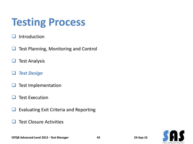 ISTQB Advanced Test Manager Training 2012 - Testing Process | PPT