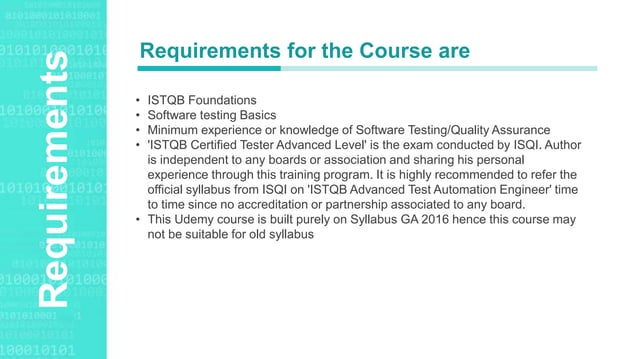 Istqb Advanced Level Test Automation Engineering Training Ppt