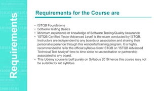 ISTQB Advanced Technical Test Analyst Training | PPTX