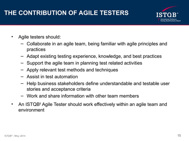 Agile Tester in a Nutshell | PPT | Educational Assessment | Education