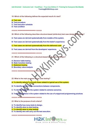 Istqb interview questions By H2KInfosys | PDF