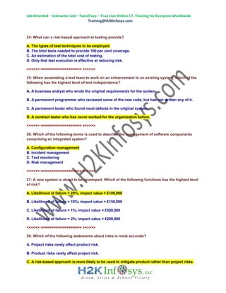 Istqb interview questions By H2KInfosys | PDF