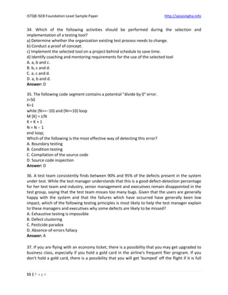Istqb sample paper 2011- www.ajoysingha.info