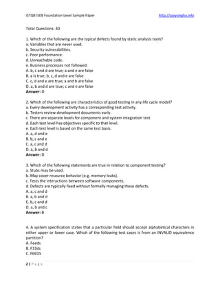 Istqb sample paper 2011- www.ajoysingha.info