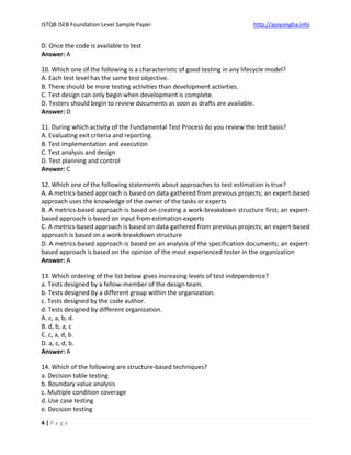 Istqb sample paper 2011- www.ajoysingha.info