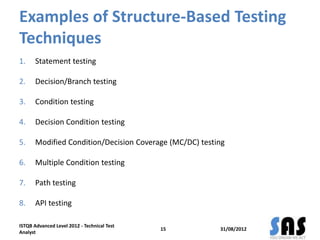 ISTQB Technical Test Analyst 2012 Training - Structure-Based Testing | PPT