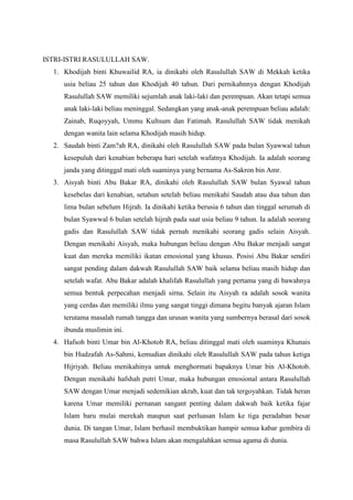 Istri rasulullah | DOCX