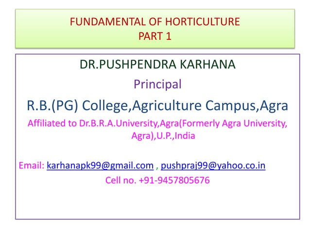 Fundamental of Horticulture Part-1 | PPTX