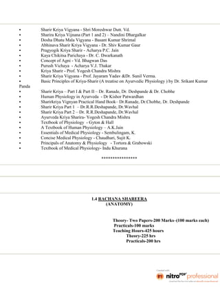 1st year syllabus for bams students | PDF