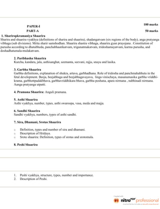 1st year syllabus for bams students | PDF