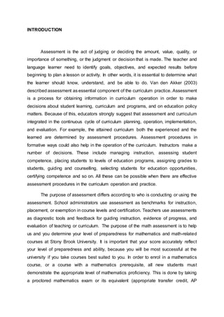 DISCUSSION ISSUES ON ASSESSMENT | PDF