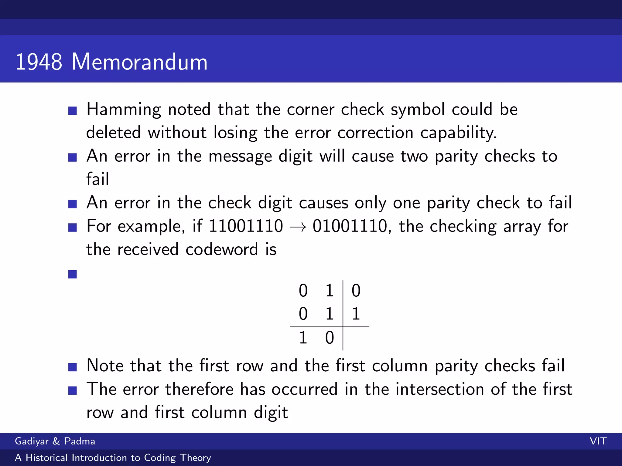 How were the first error correcting codes constructed? A historical introduction to coding ...