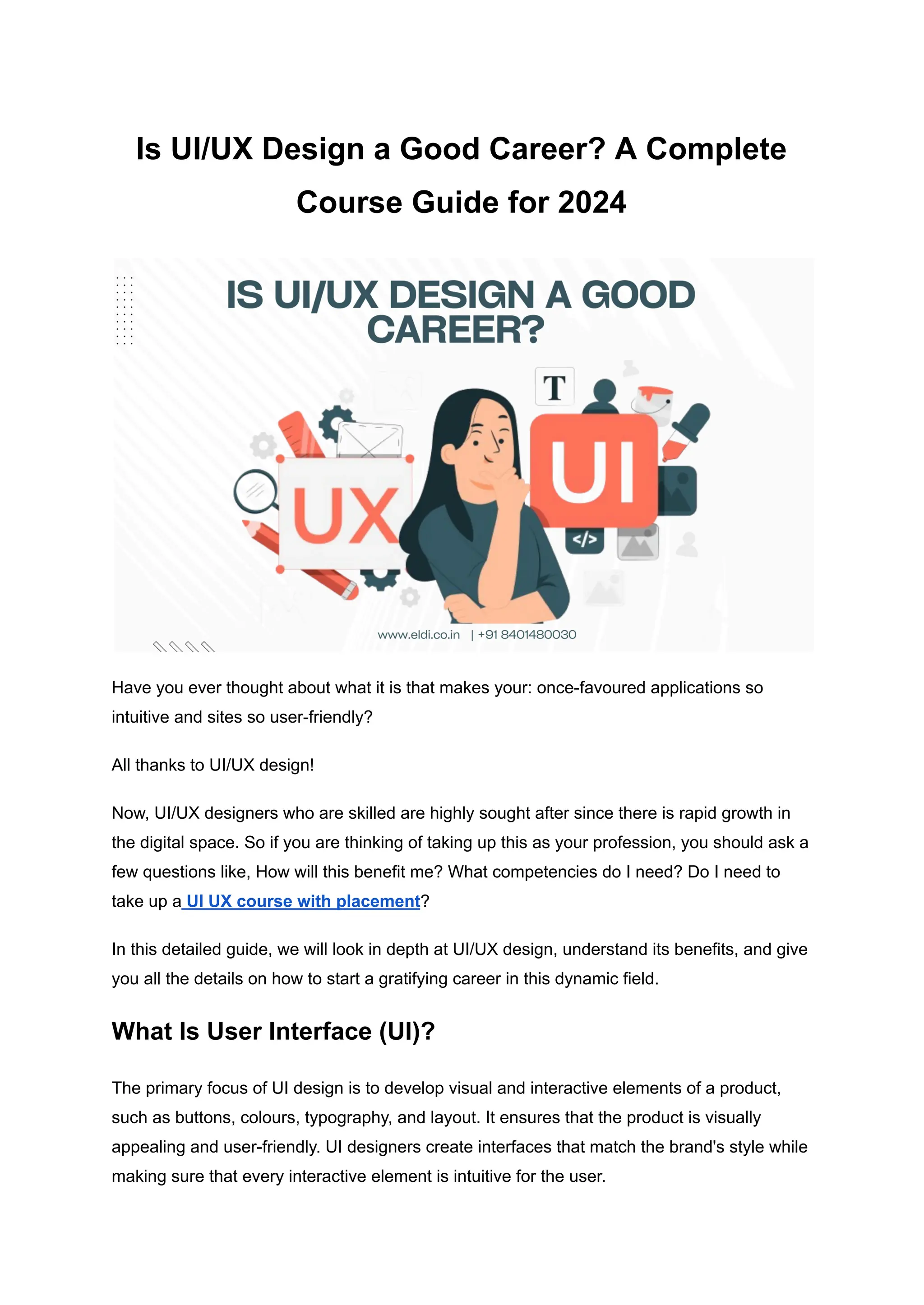 Is UI/UX Design a Good Career? A Complete Course Guide for 2024 | PDF