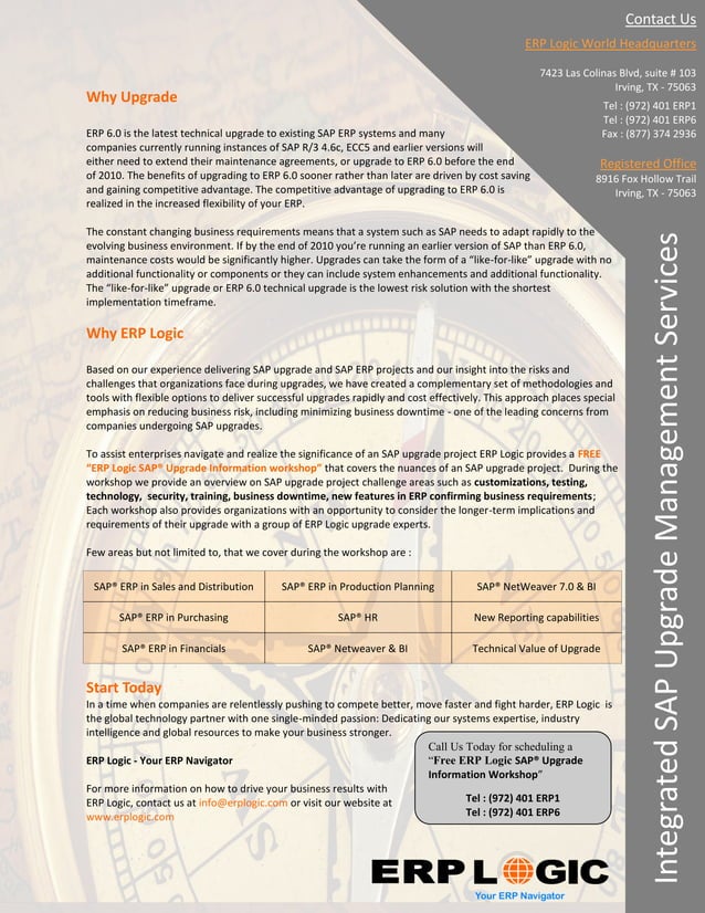 ERP Logic Upgrade Brochure | PDF