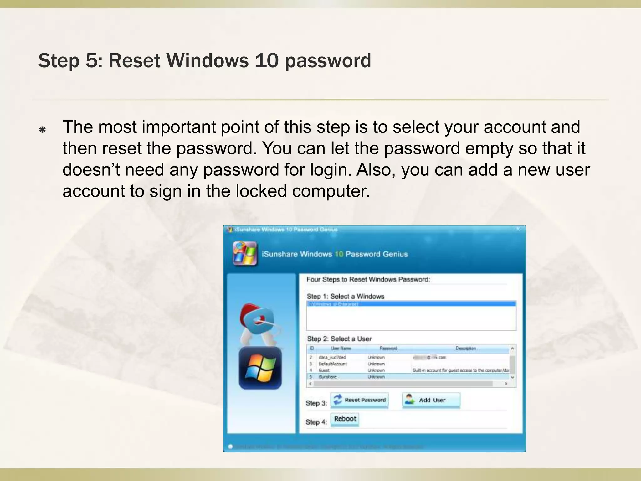 iSunshare windows 10 password genius to reset windows 10 login password ...