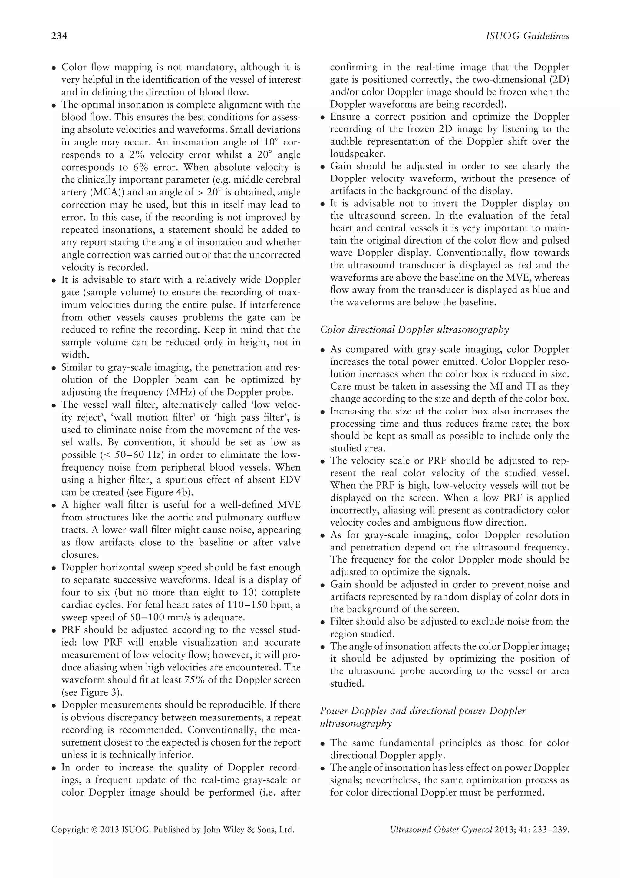 Guía ISUOG de Doppler obstétrico | PDF