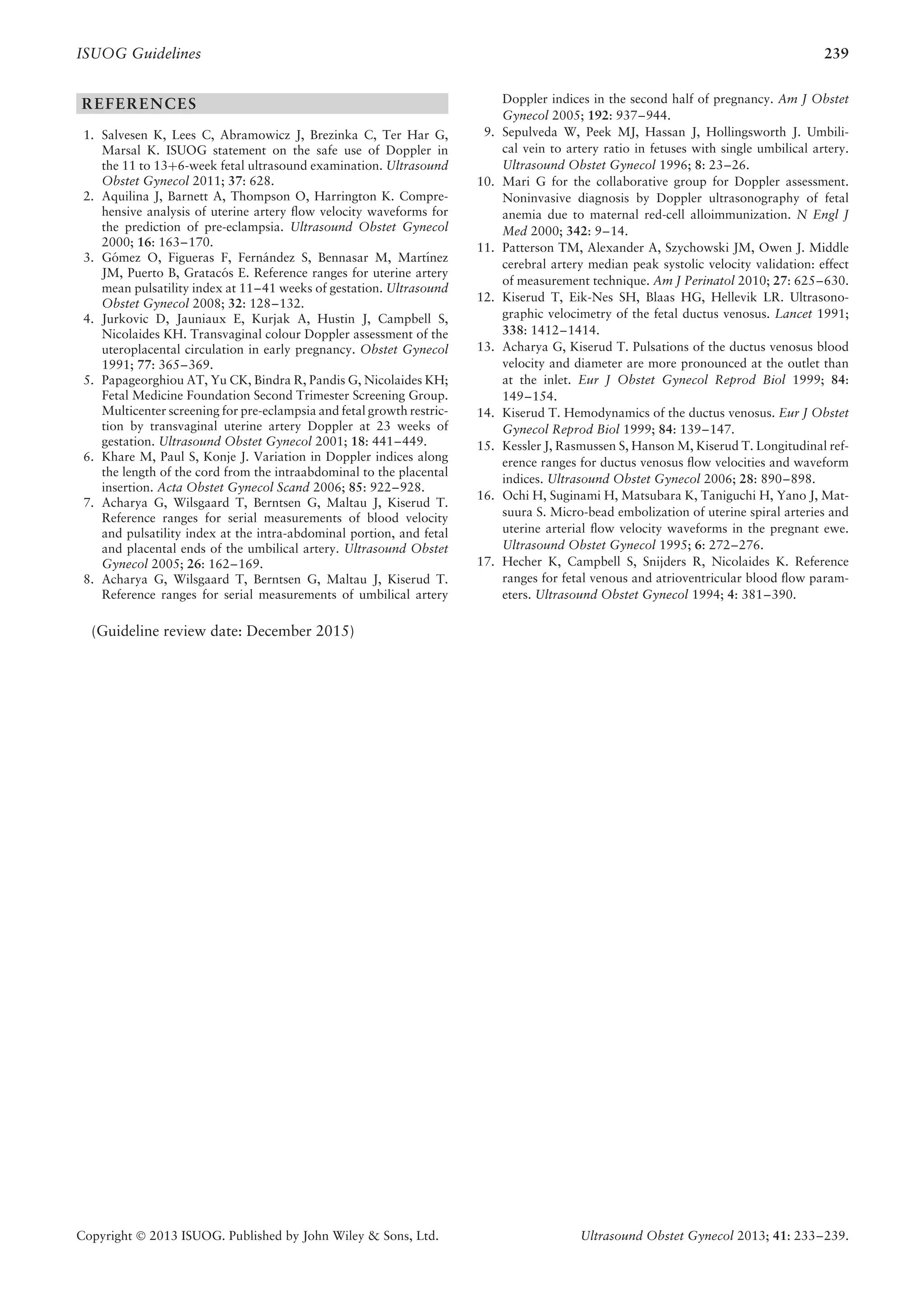 Guía ISUOG de Doppler obstétrico | PDF