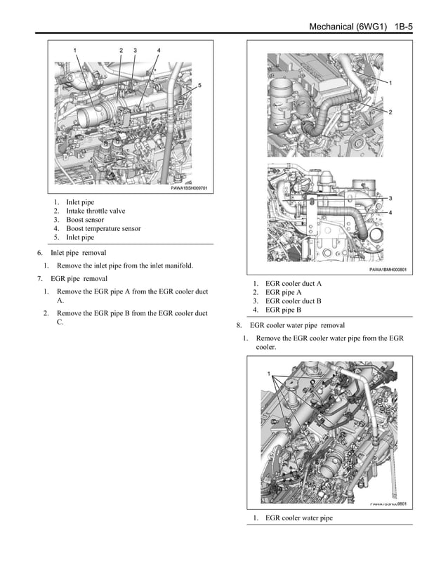 Isuzu 6 wg1 diesel engine service repair manual (for kawasaki wheel loader 95z7, 115z7) | PDF
