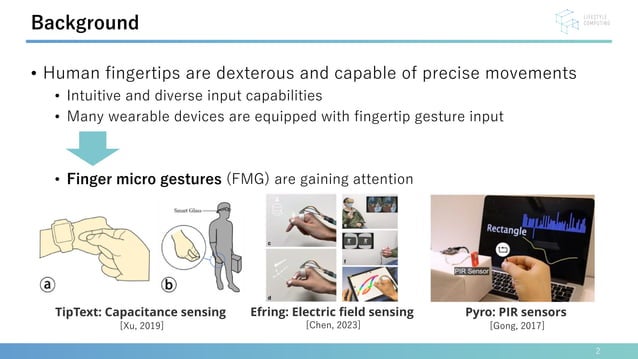 TouchLog: Finger Micro Gesture Recognition Using Photo-Reflective Sensors | PPT