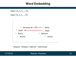 RDF2Vec: RDF Graph Embeddings for Data Mining | PPT
