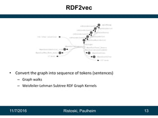 RDF2Vec: RDF Graph Embeddings for Data Mining | PPT